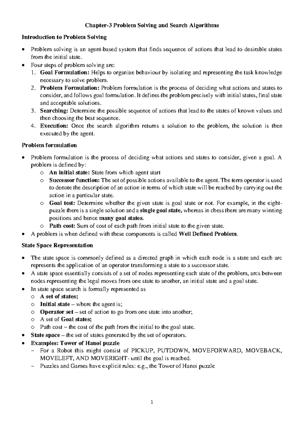 Chapter 3 Problem Solving and Search Algorithm - Chapter-3 Problem Solving and Search Algorithms ...