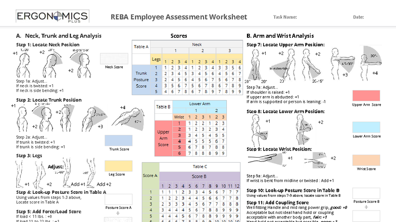REBA Employee Assessment Worksheet: Neck, Trunk & Leg Analysis - Studocu