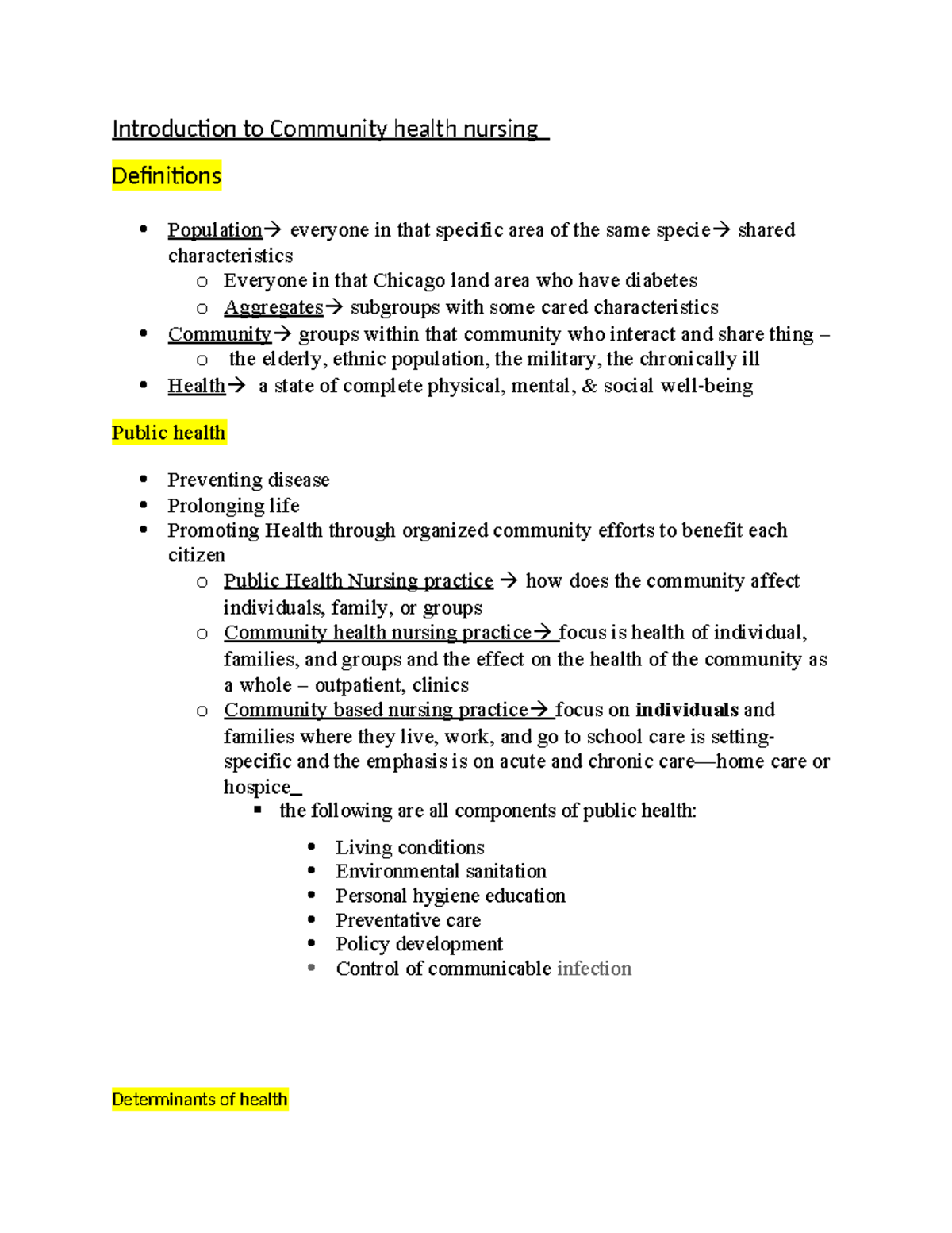 Community Health Nursing Overview: Key Concepts and Practices - Studocu