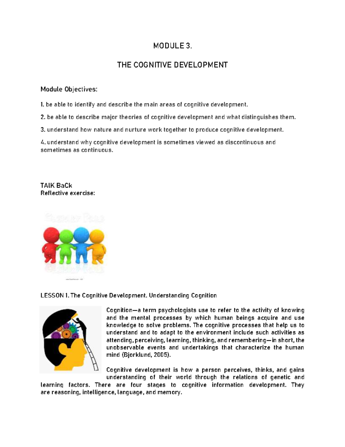 M3: Understanding Cognitive Development and Key Theories - Studocu