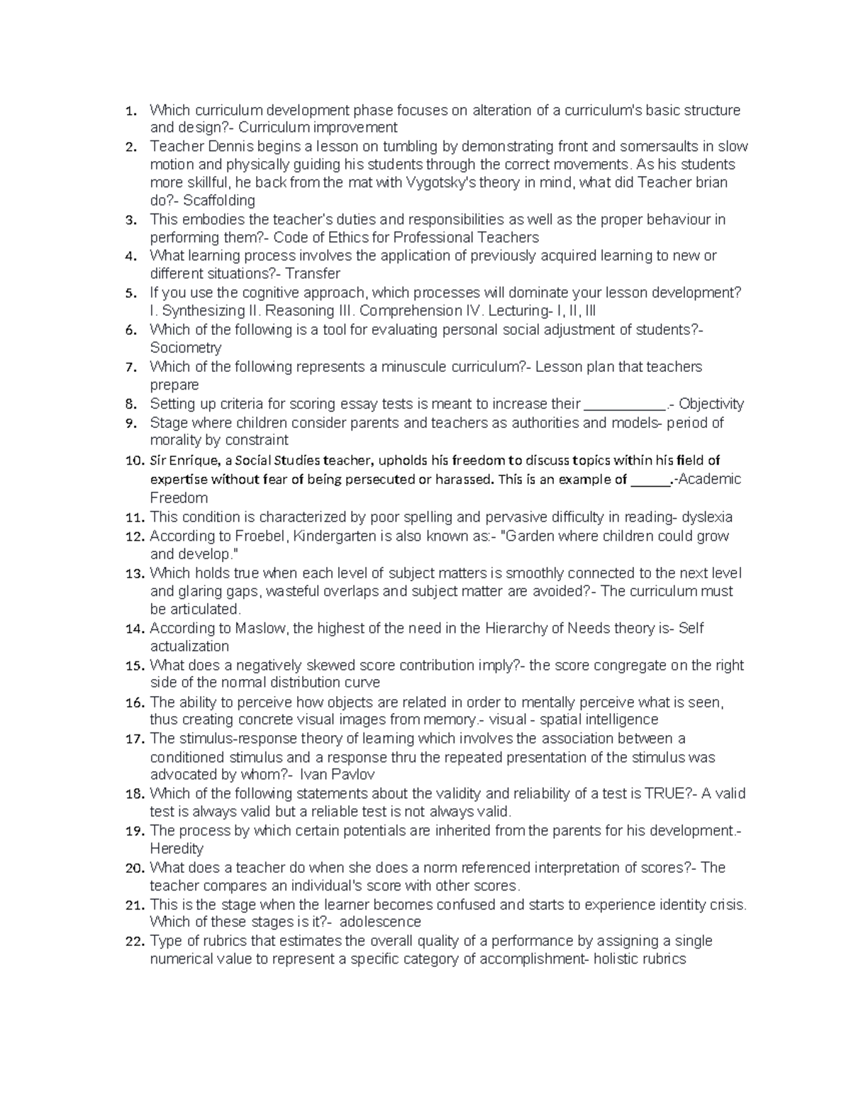 CBRC Review: Professional Education Concepts (Prof Ed 25) - Studocu