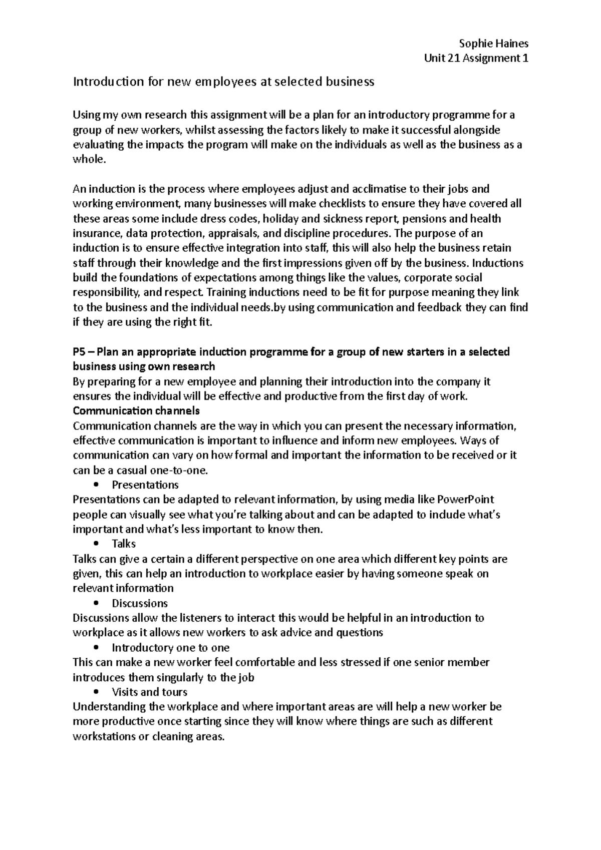 Assignment 1 Unit 21 Acheived Distinction Unit 21 Training And Development Assignment 1 J