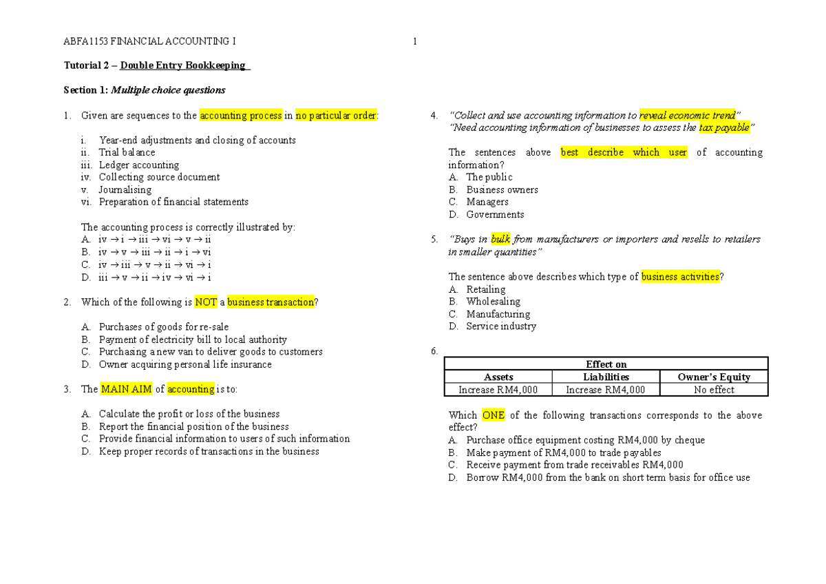 Accounting Q2 - Lecture Notes on Double Entry Bookkeeping - Studocu