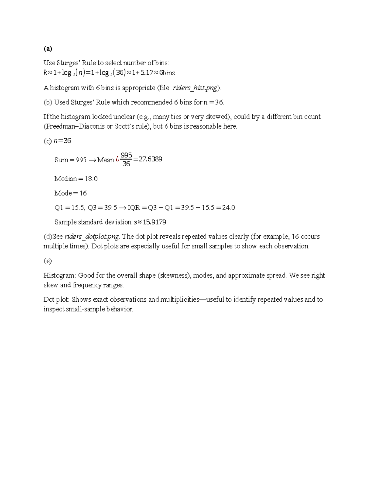 Problem 11 - Student Notes on Histogram & Dot Plot Analysis (STAT 36 ...