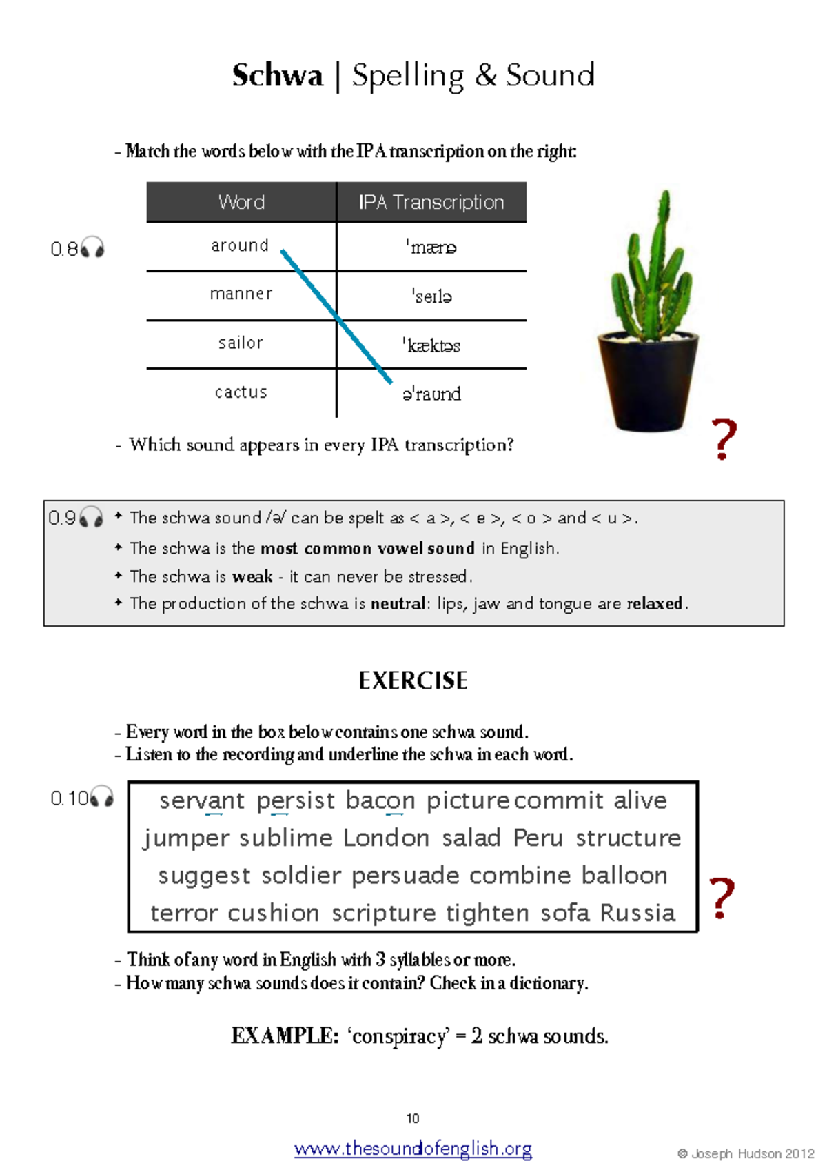 Phonetics Exercise: Schwa, Stress, Intonation & Sounds Overview - Studocu