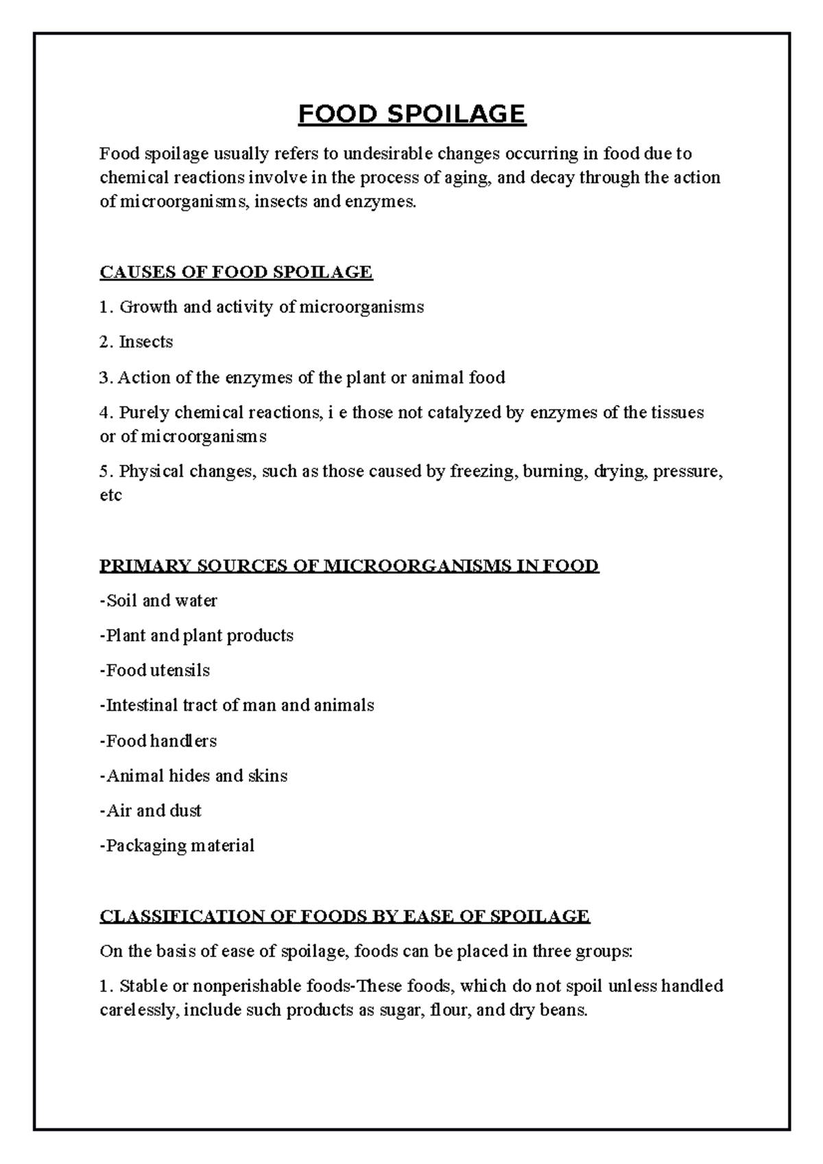 FOOD310: Understanding Food Spoilage Mechanisms and Causes - Studocu