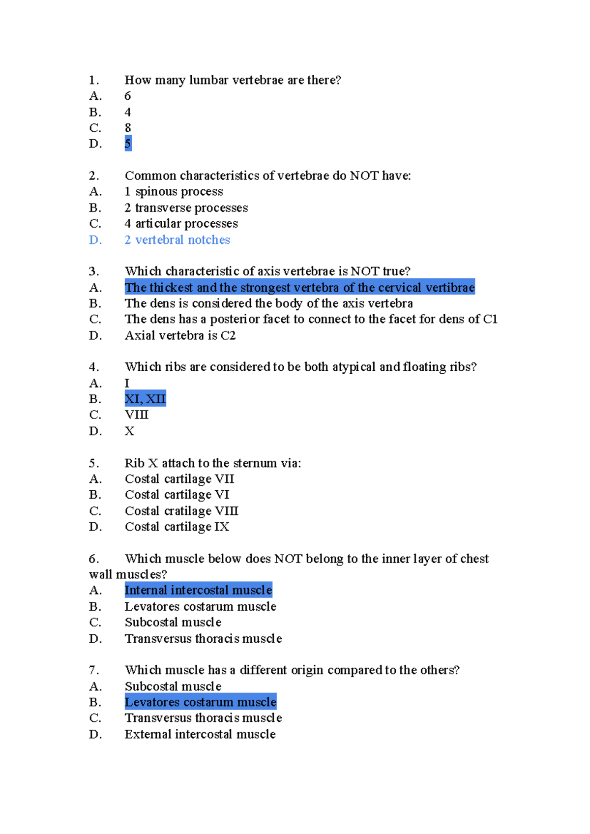 Anatomy Quiz Notes - I73he3i327giu2egdku2 - Studocu