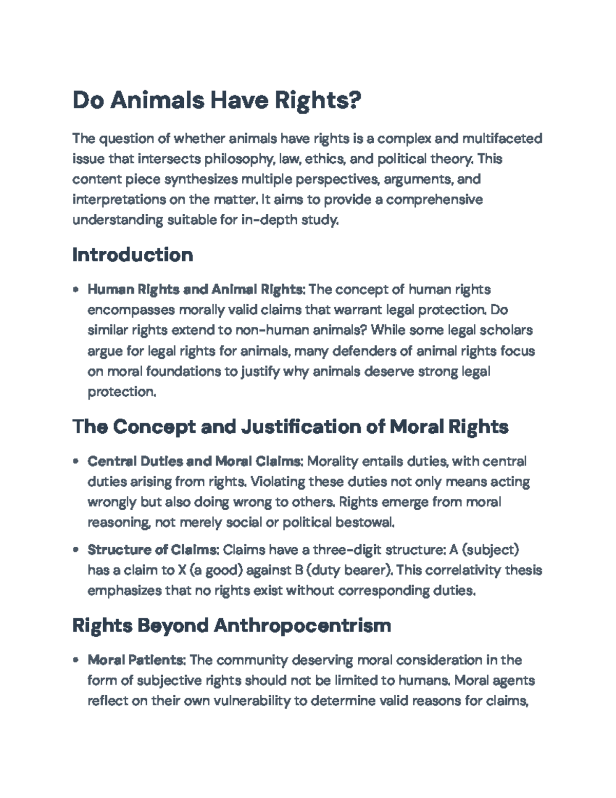 Animal Rights: Philosophical Perspectives and Ethical Considerations ...