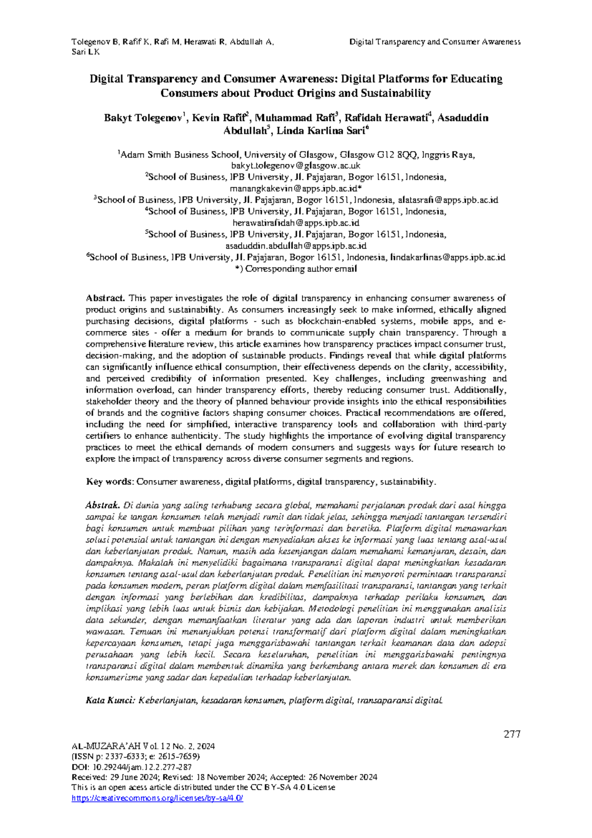 Digital Transparency and Consumer Awareness: Insights on Sustainability ...