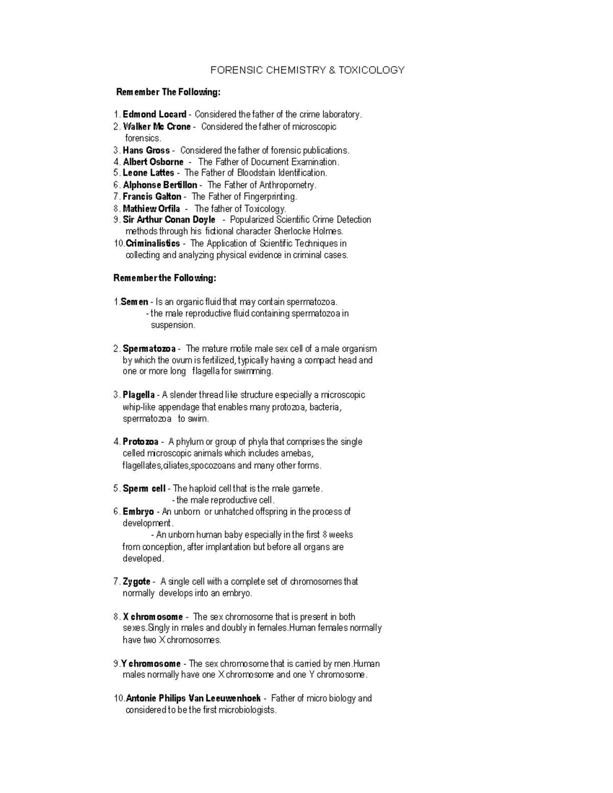 Forensic Chemistry & Toxicology Review Notes (FCT101) - Studocu
