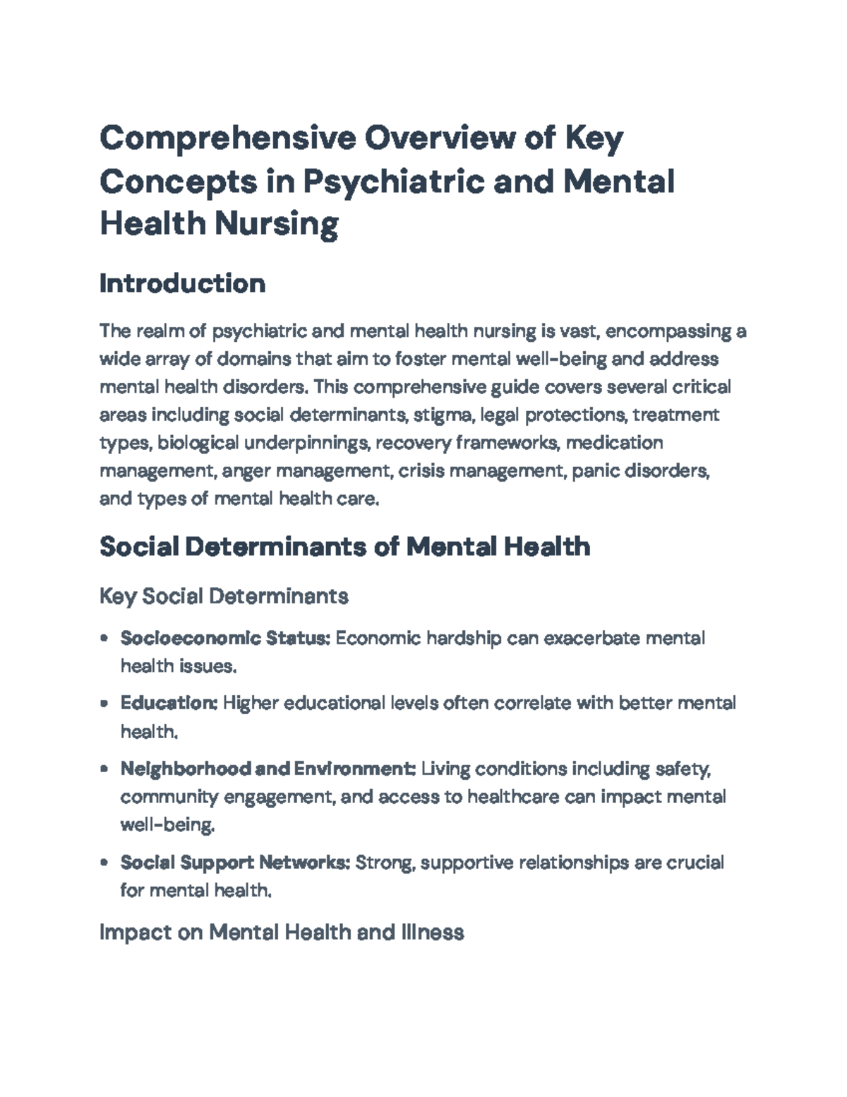 Comprehensive Guide to Psychiatric & Mental Health Nursing Concepts ...