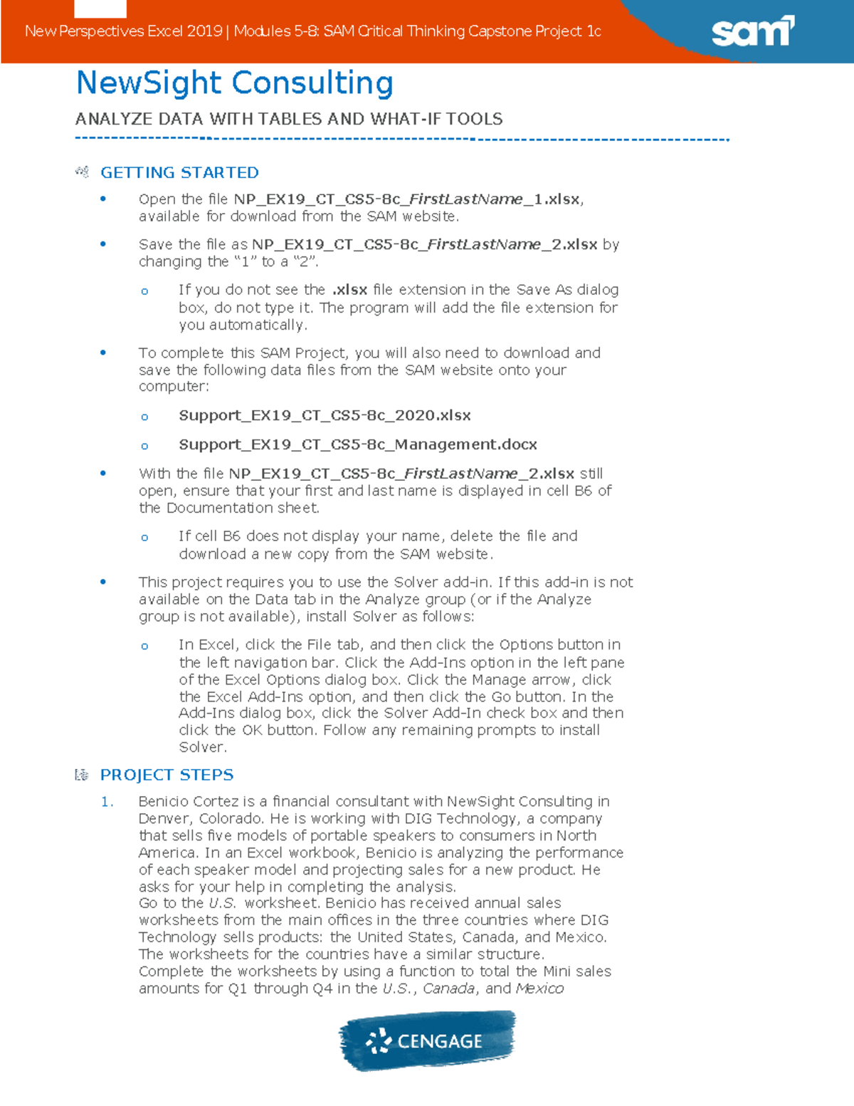 New Perspectives Excel 2019 | Capstone Project 1c Instructions NP EX19 ...