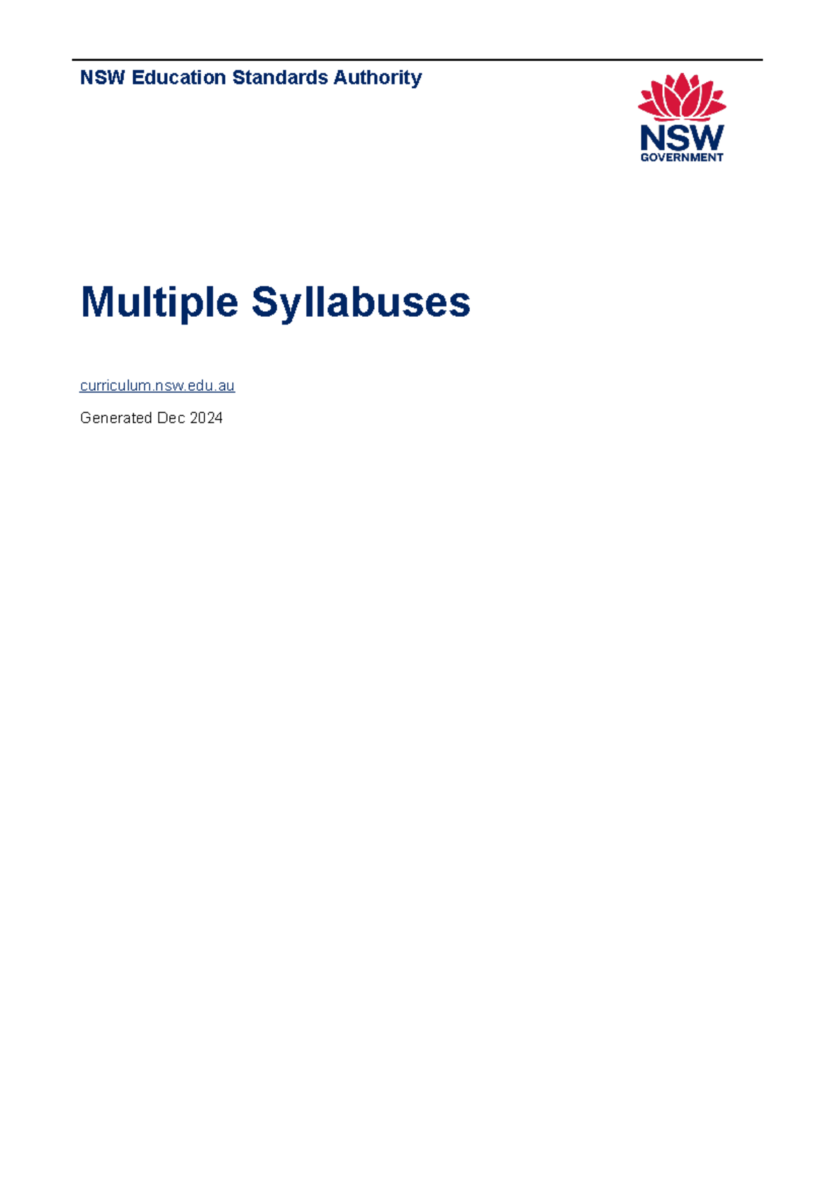 NESA - Syllabuses (S6) - summary of syllabus - NSW Education Standards ...