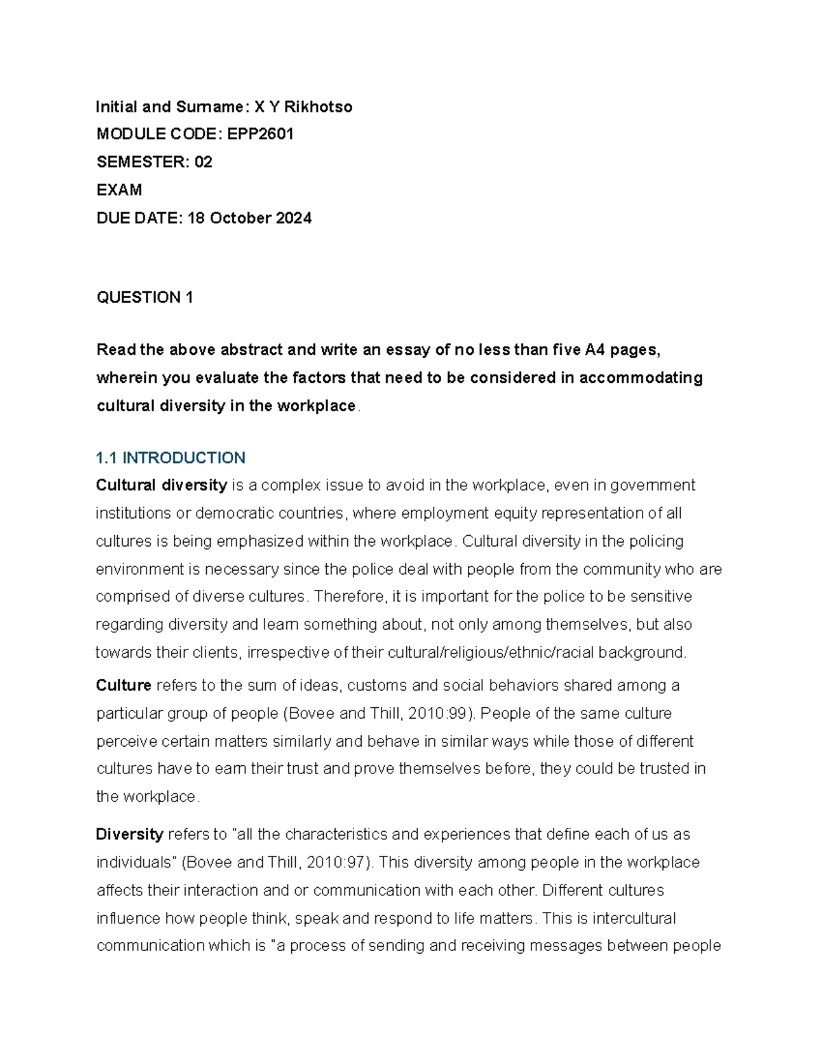 EPP2601 Final Exam: Understanding Cultural Diversity in the Workplace ...