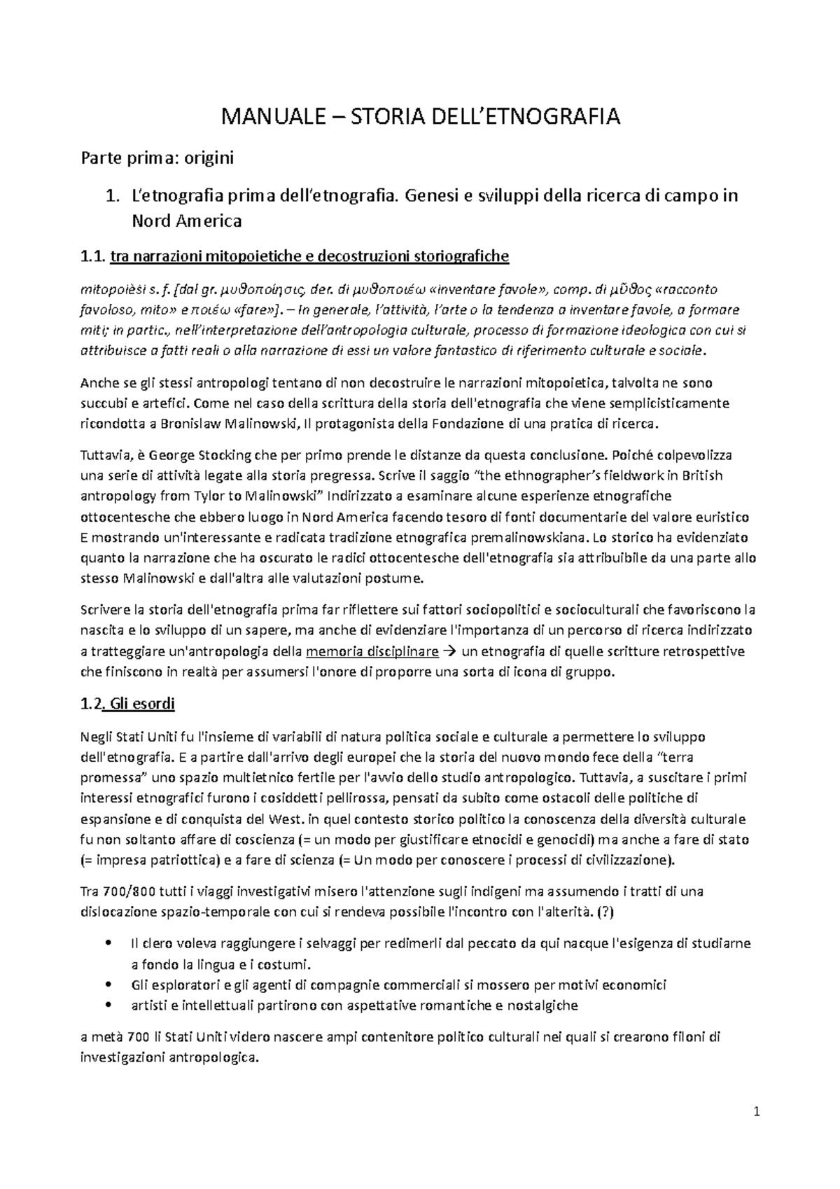 Storia DELL' Etnografia - manuale - MANUALE – STORIA DELL’ETNOGRAFIA ...
