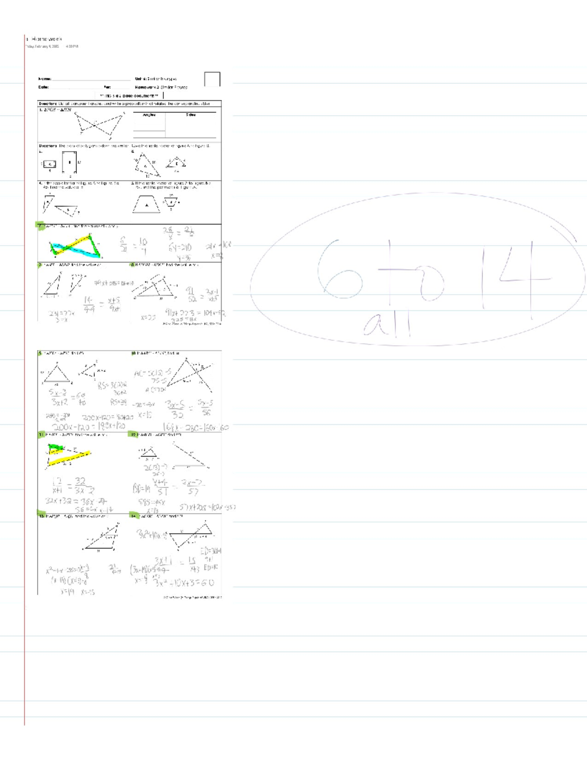 Unit 6 Homework: Similar Triangles & Figures Analysis - Studocu