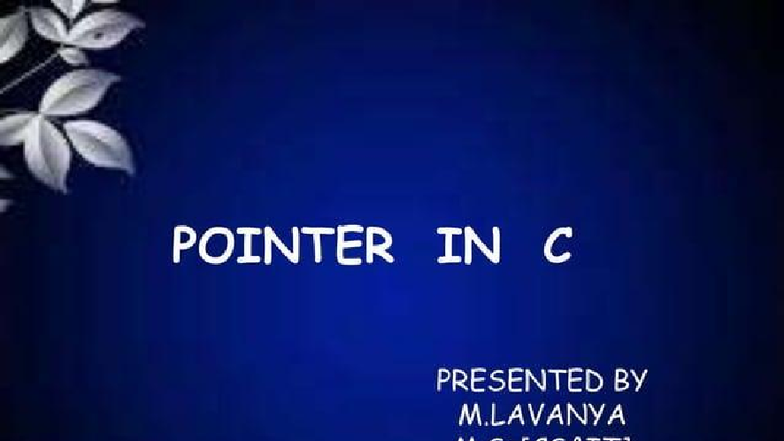 C UNIT V - Pointer Concepts in C Programming - Studocu