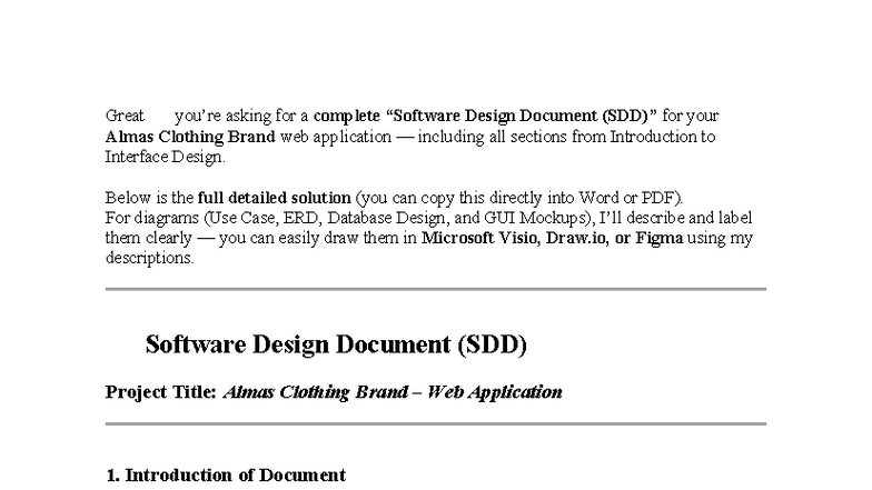 Design Document for Almas Clothing Brand Web App (SDD) - Studocu