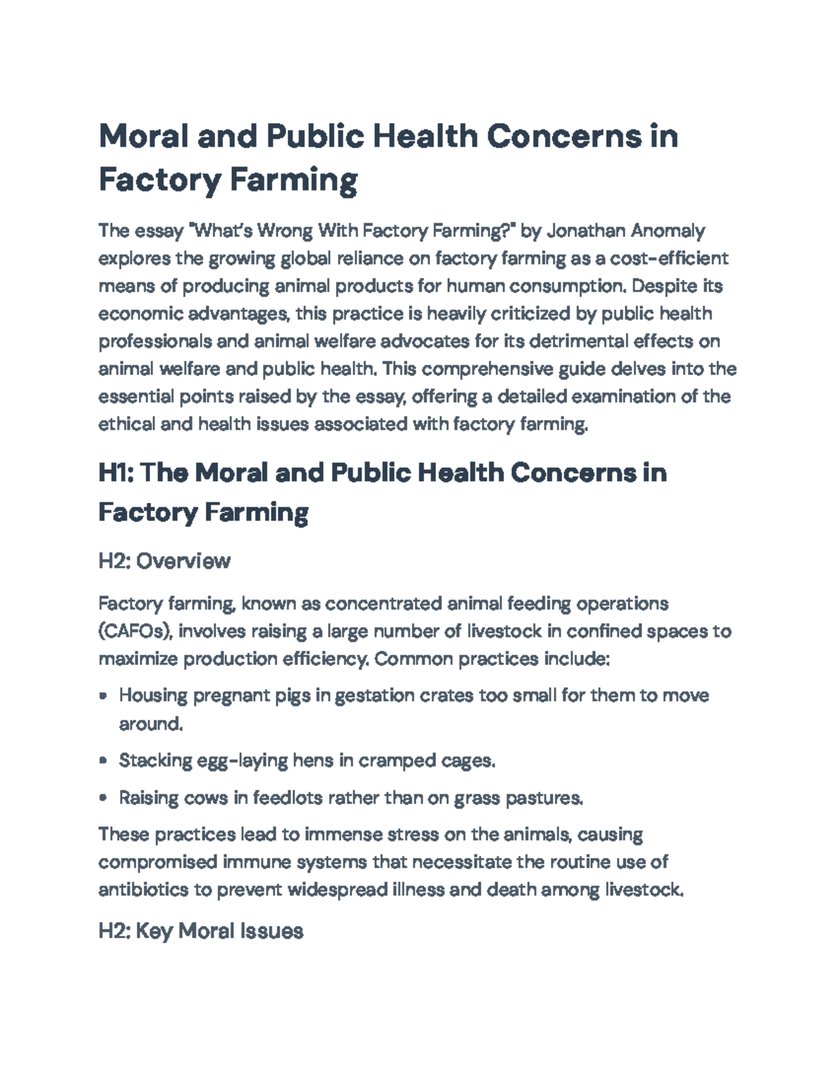 Moral and Public Health Issues in Factory Farming: A Detailed Analysis ...