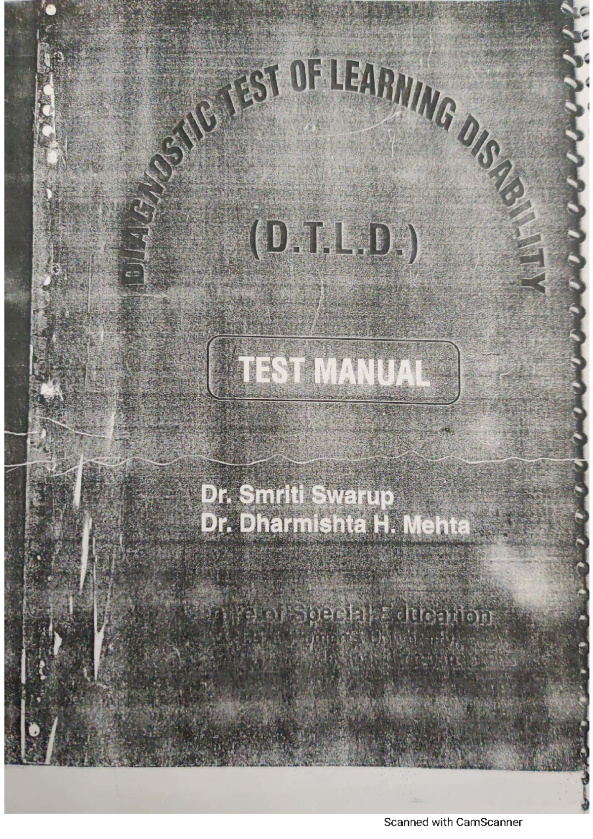 DTLD - Diagnostic Test of Learning Disabilities Manual Overview - Studocu