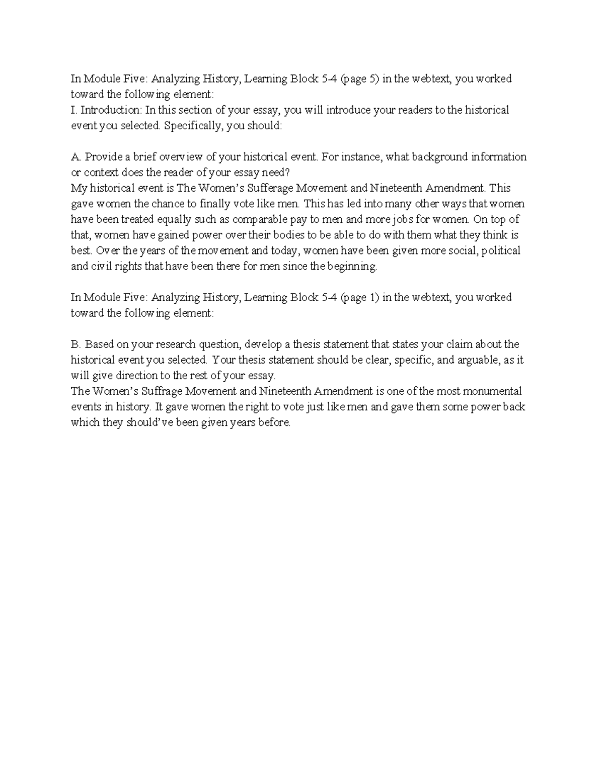 5-3 Historical Analysis Essay Progress Check 1 - In Module Five ...