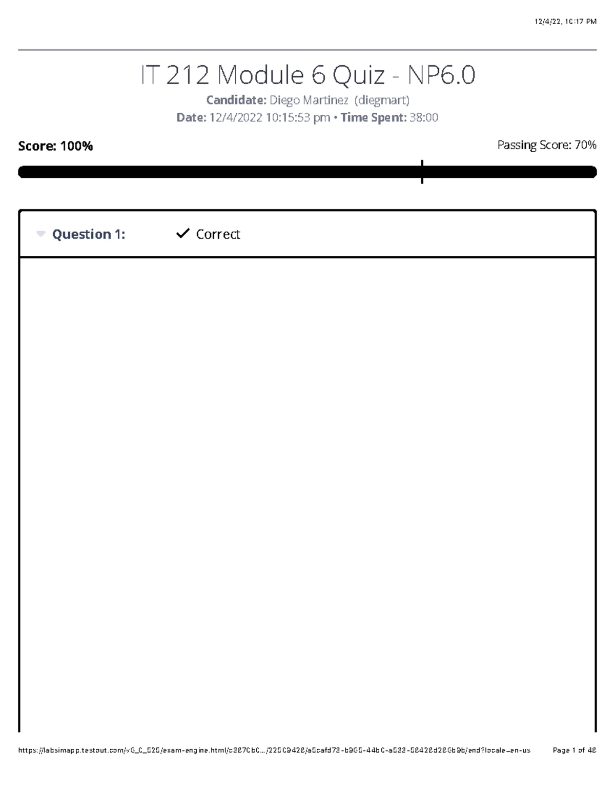 2.3 Test Out Quiz - 2.3 Answers - 6.4 Practice Questions Candidate: Sam ...