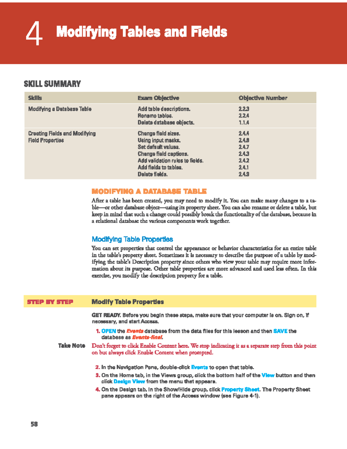 Lesson 04 - Modifying Tables and Fields (Access 2016) Skills Exam - Studocu