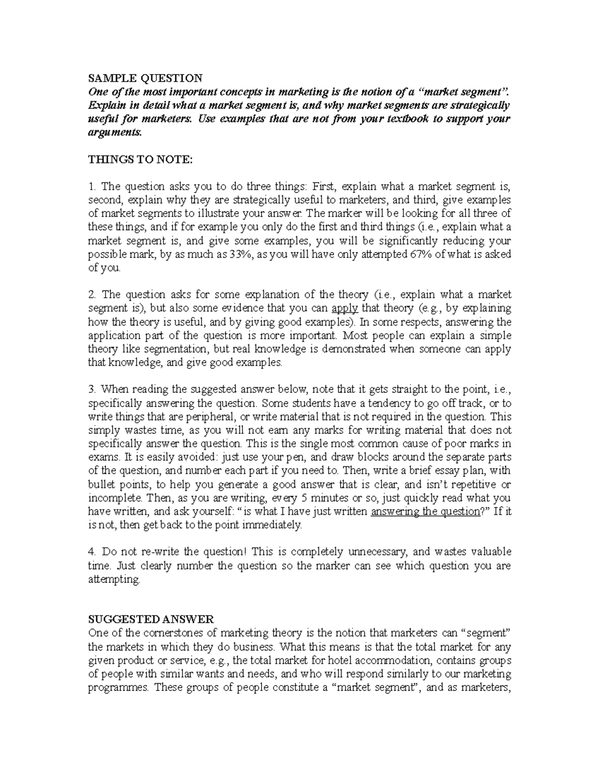 Sample Question and Answer Mid-Term Exam - SAMPLE QUESTION One of the ...