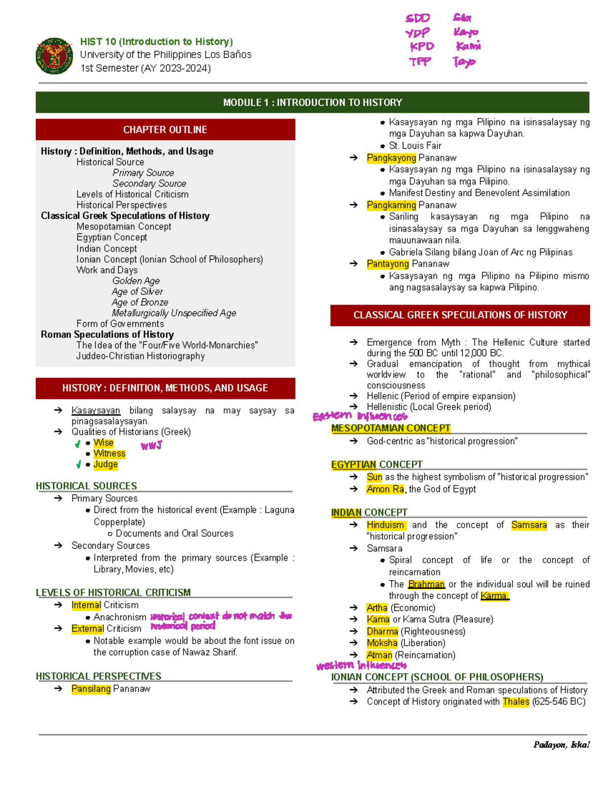 HIST 10 Notes - HIST 10 (Introduction to History) University of the ...