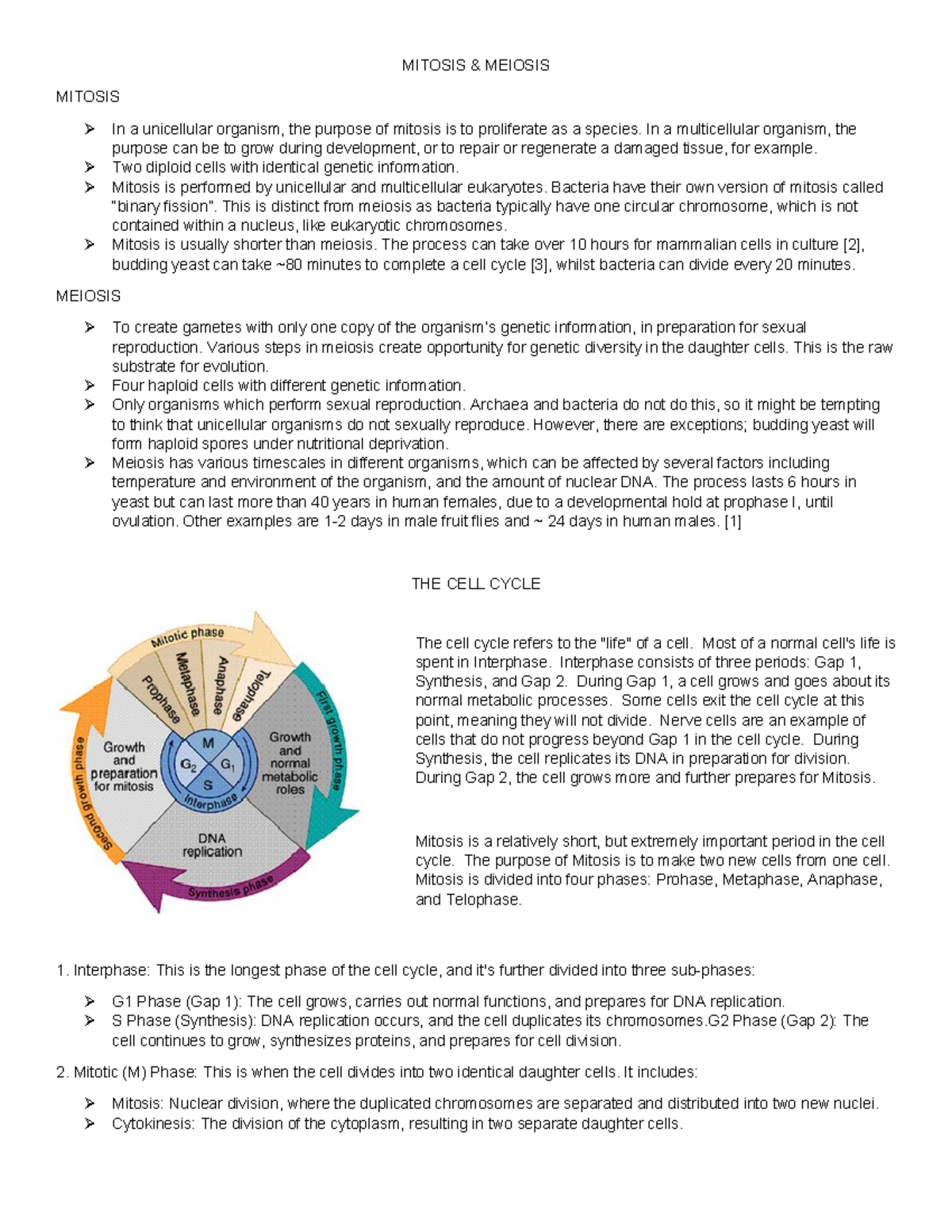 CELL Division: Mitosis and Meiosis Overview (BIO101) - Studocu