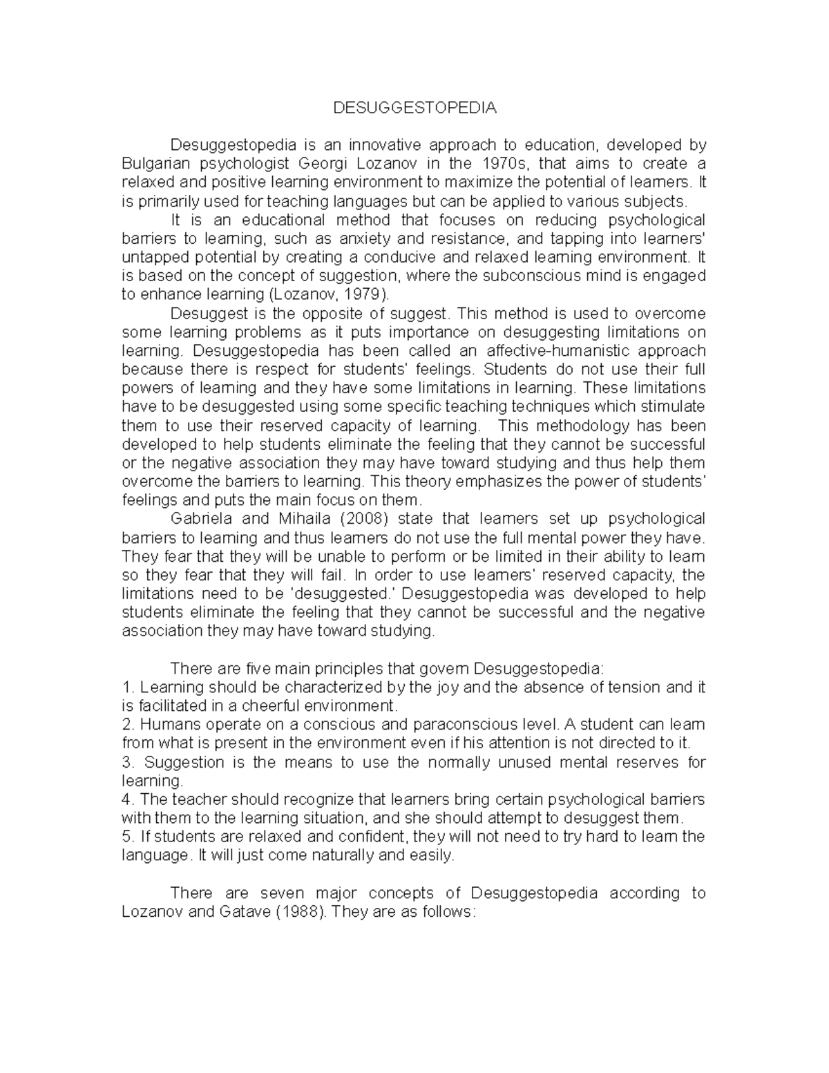 Desuggestopedia: Innovative Language Teaching Approaches Overview - Studocu