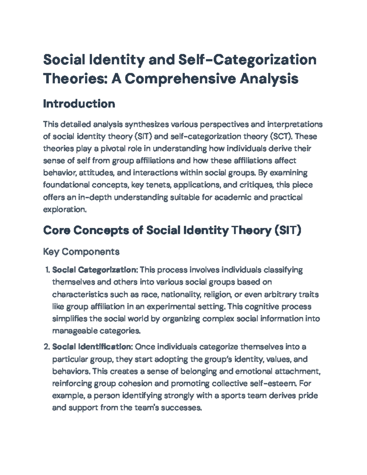 Analysis of Social Identity & Self-Categorization Theories: A Review ...