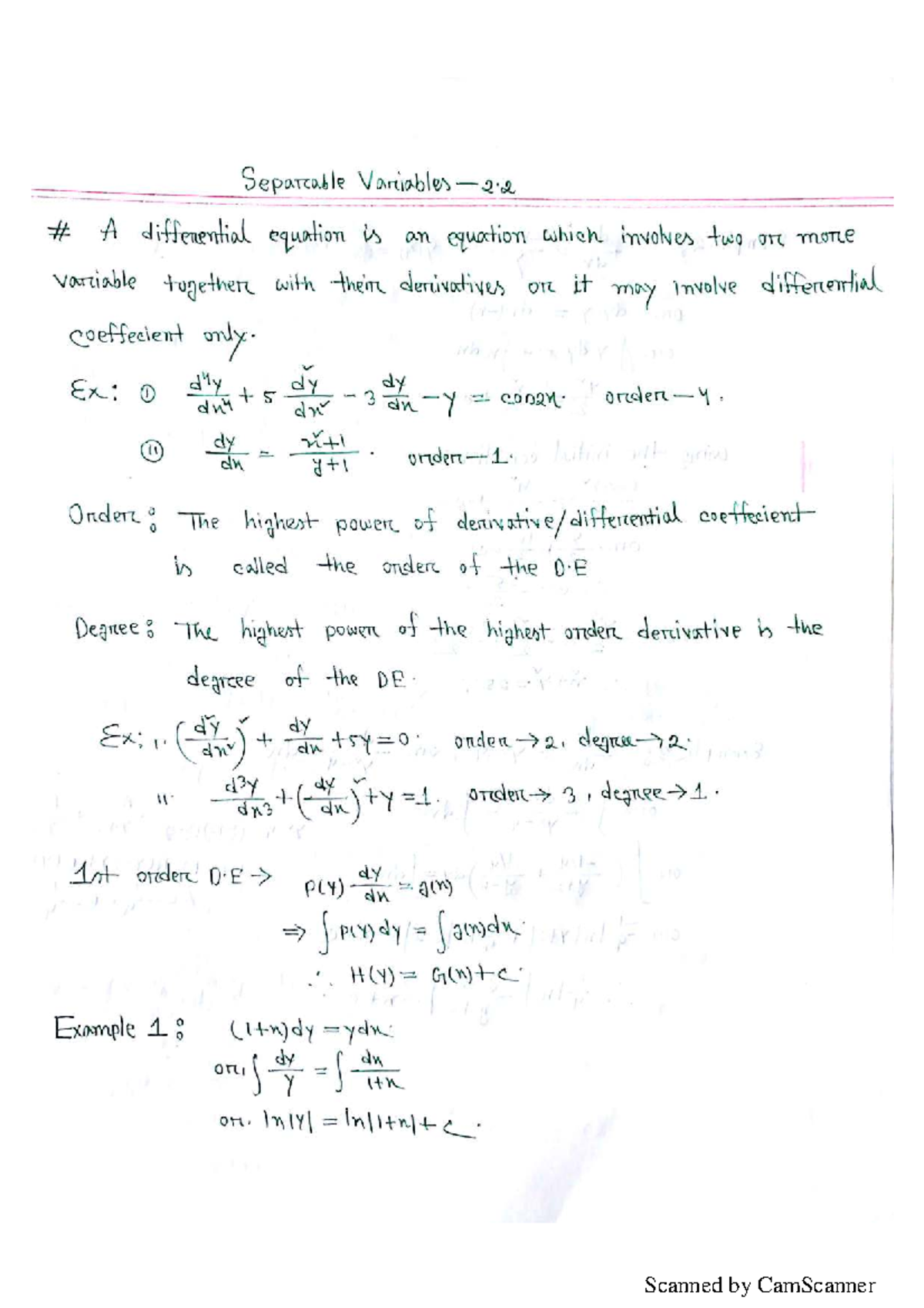 Separable Variables and Linear Equations in Differential Equations 2.2 ...