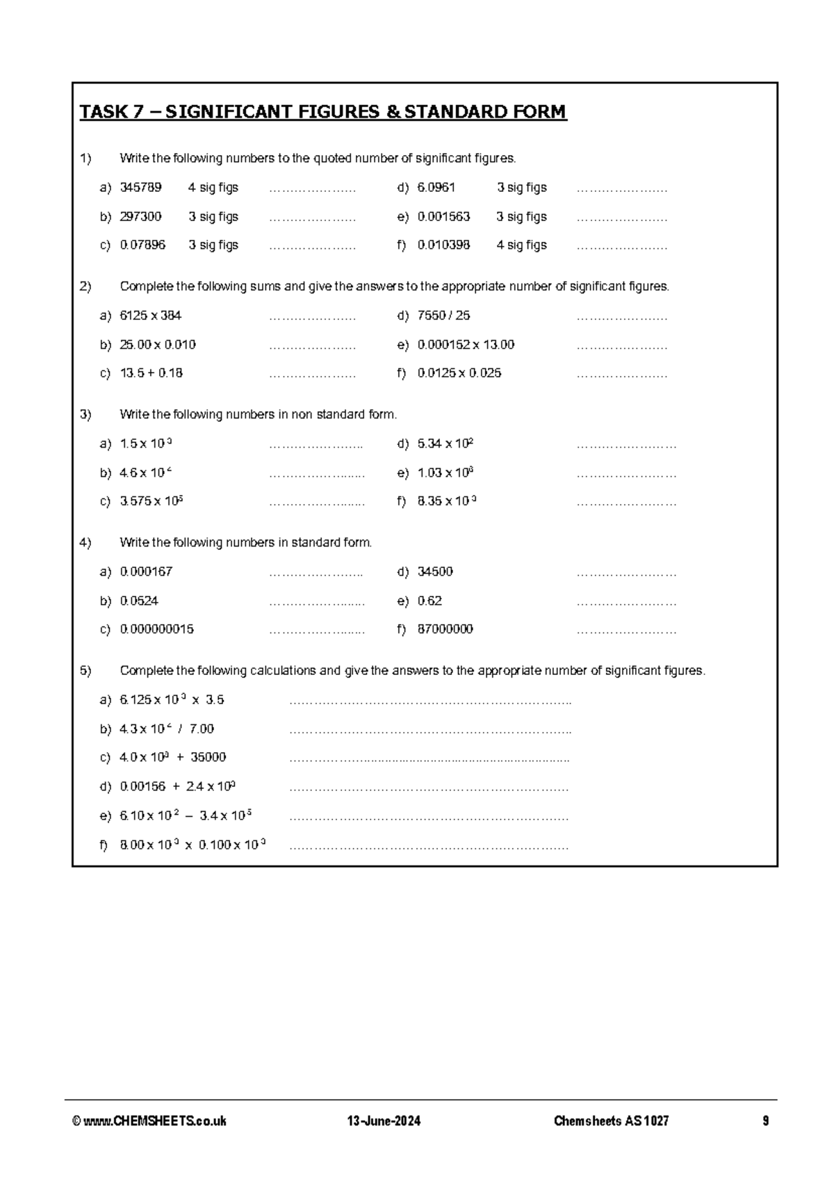 Significant Figures and Moles Homework - AS 1027 - Studocu