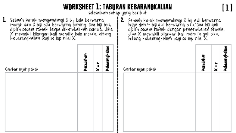 Worksheet KSSM Add Maths Form 5 Bab 5: Taburan Kebarangkalian - Studocu