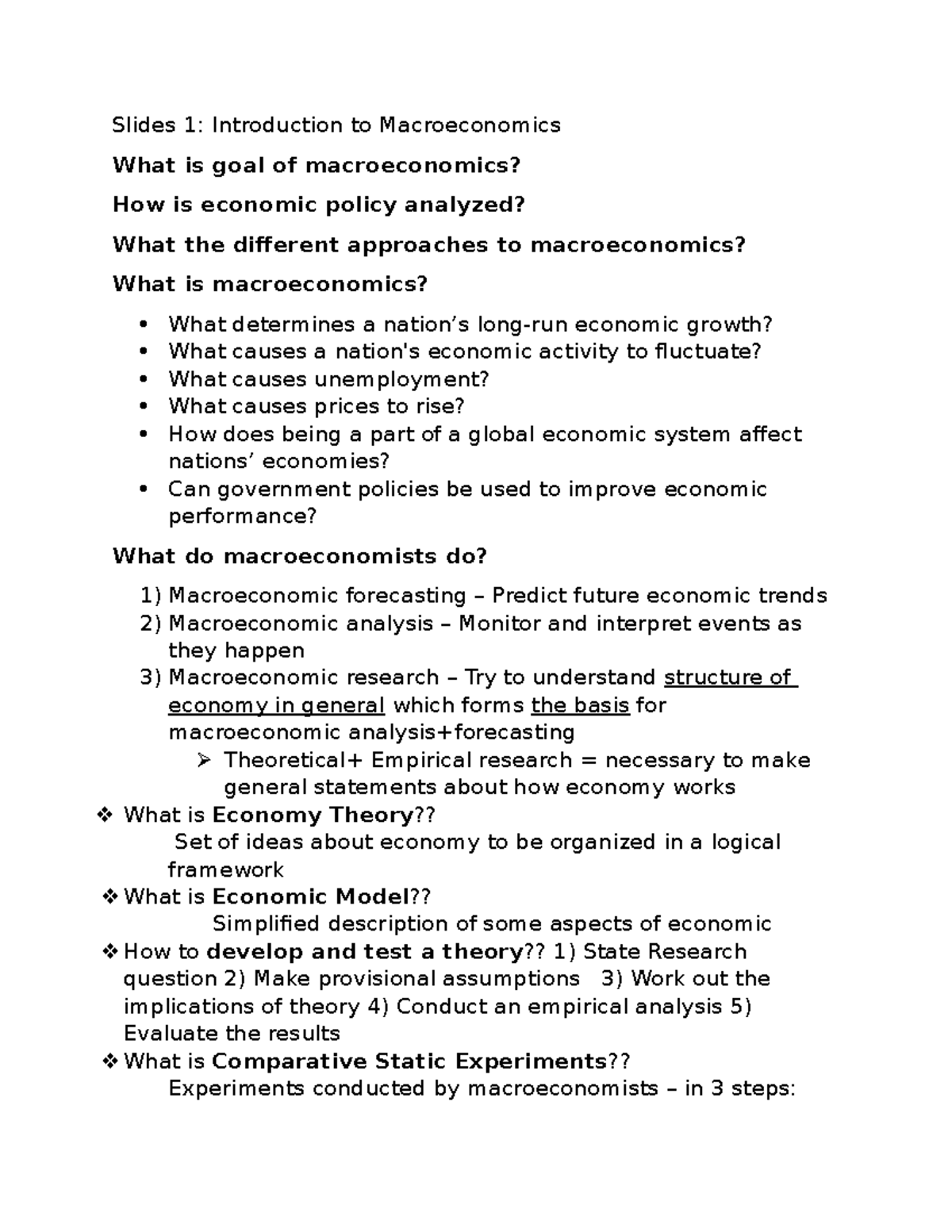 MACR 101: Lecture Notes on Introduction to Macroeconomics - Studocu