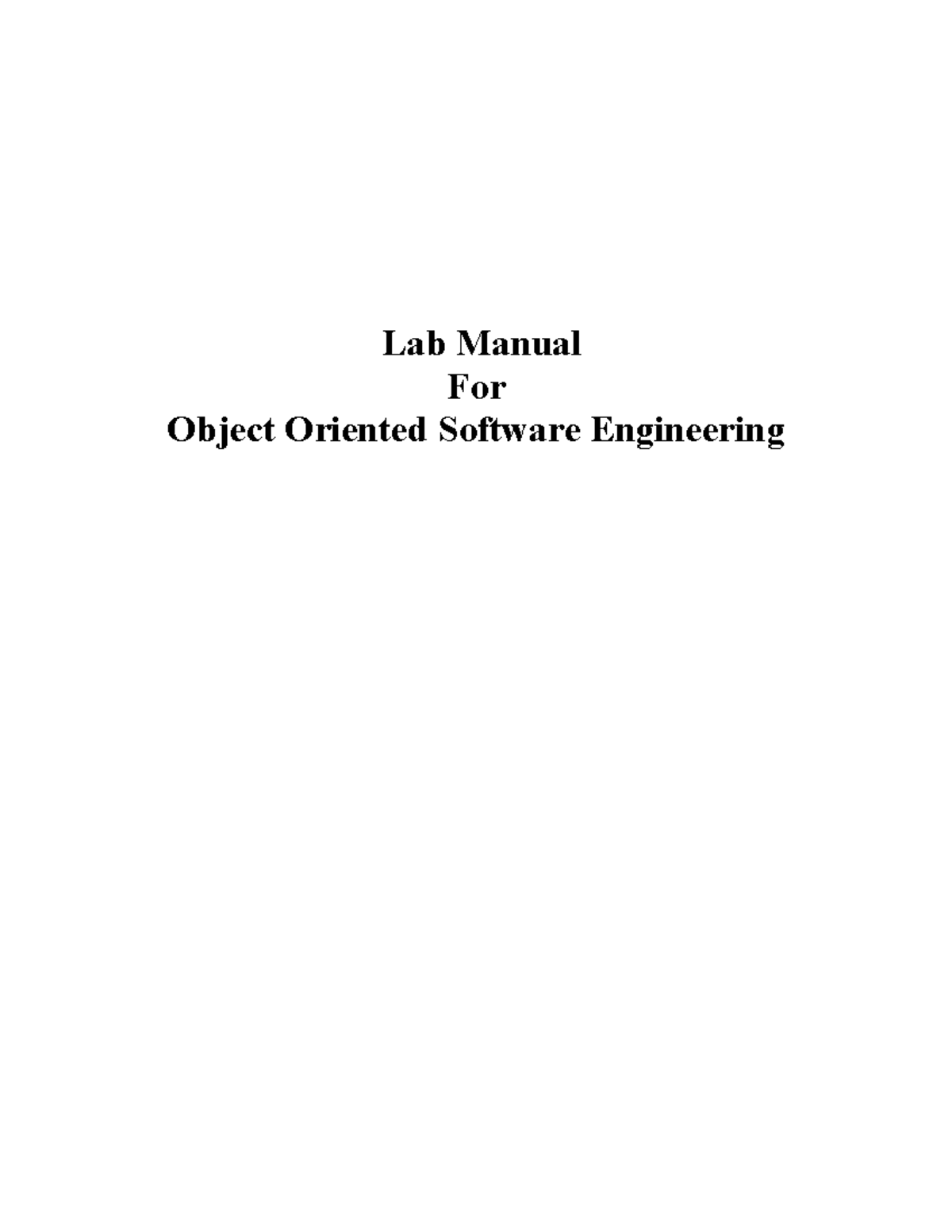 Object Oriened Software Engineering Laboratory - Lab Manual For Object ...