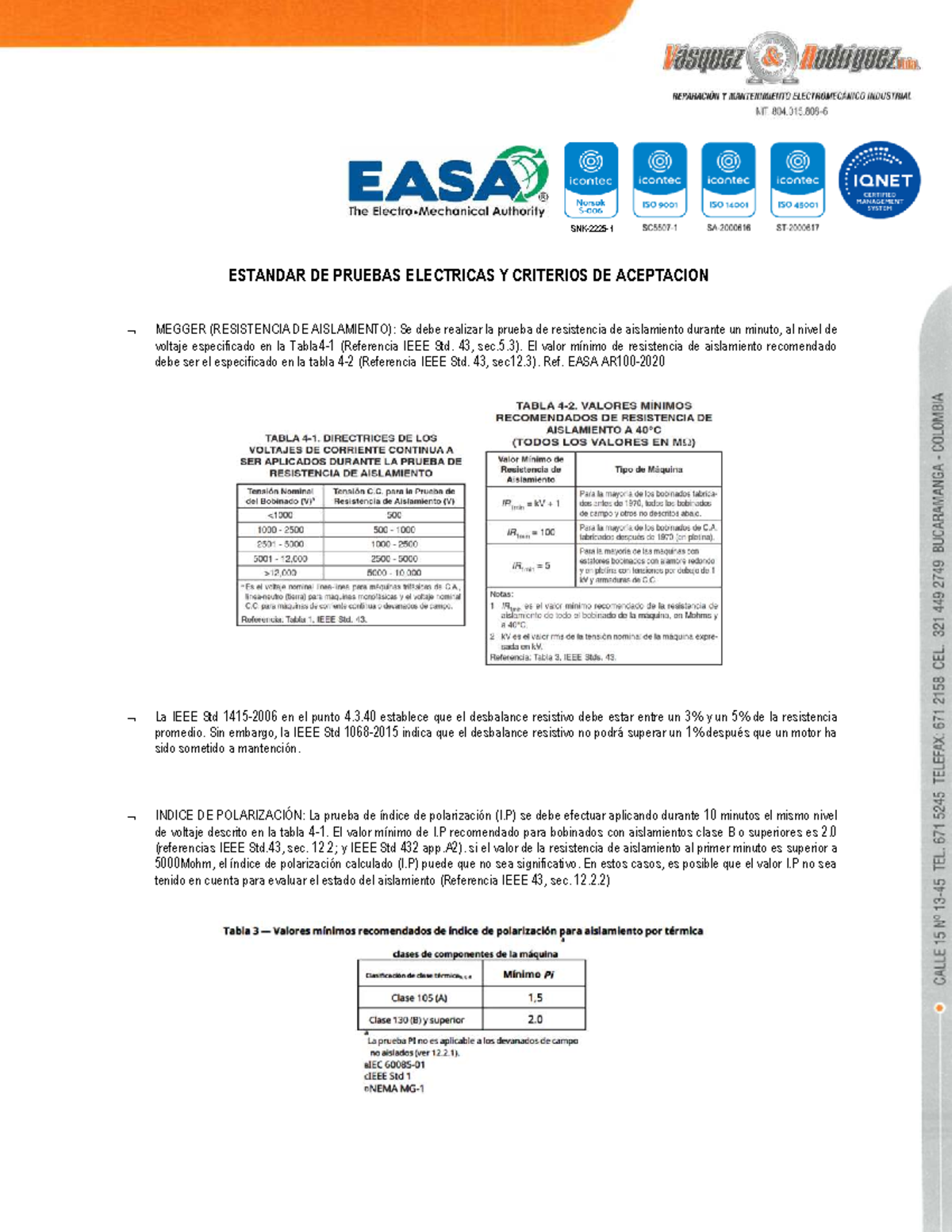 Pruebas Eléctricas según EASA AR 100: Estándares y Criterios 2020 - Studocu