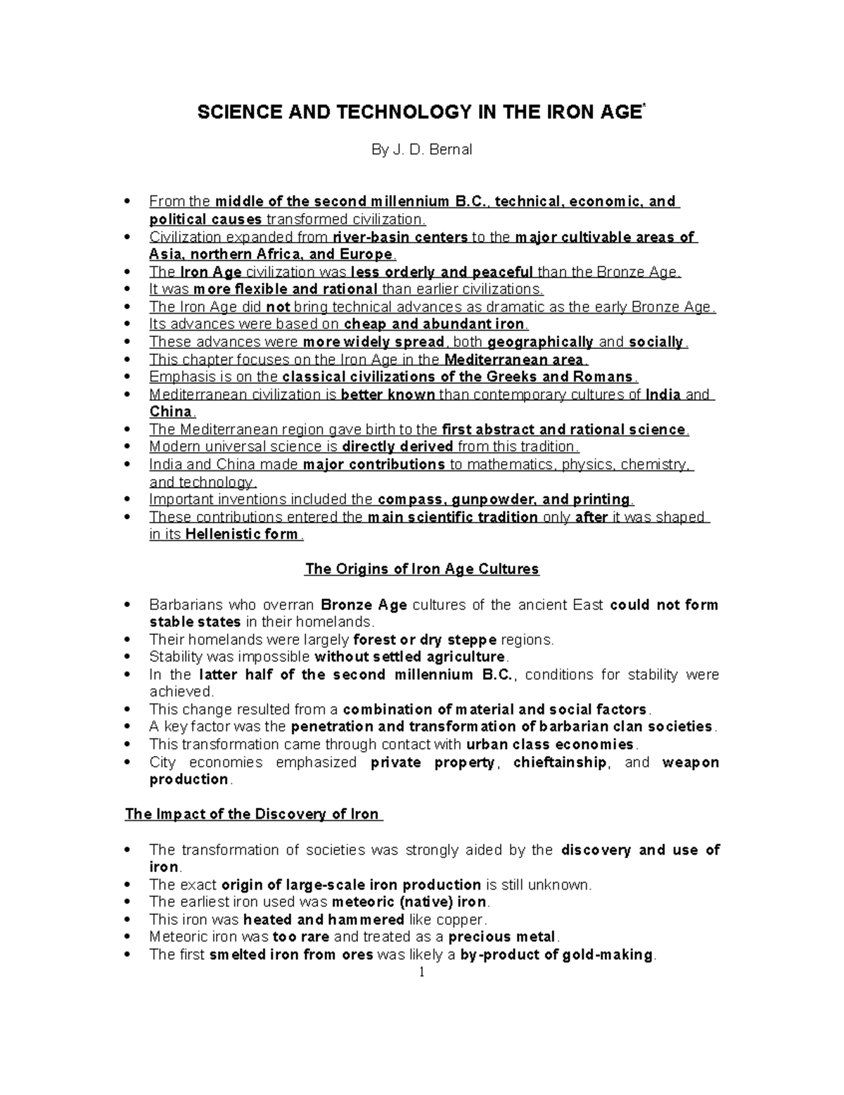 01A3 - Science and Technology in the Iron Age: A Study of J.D. Bernal ...