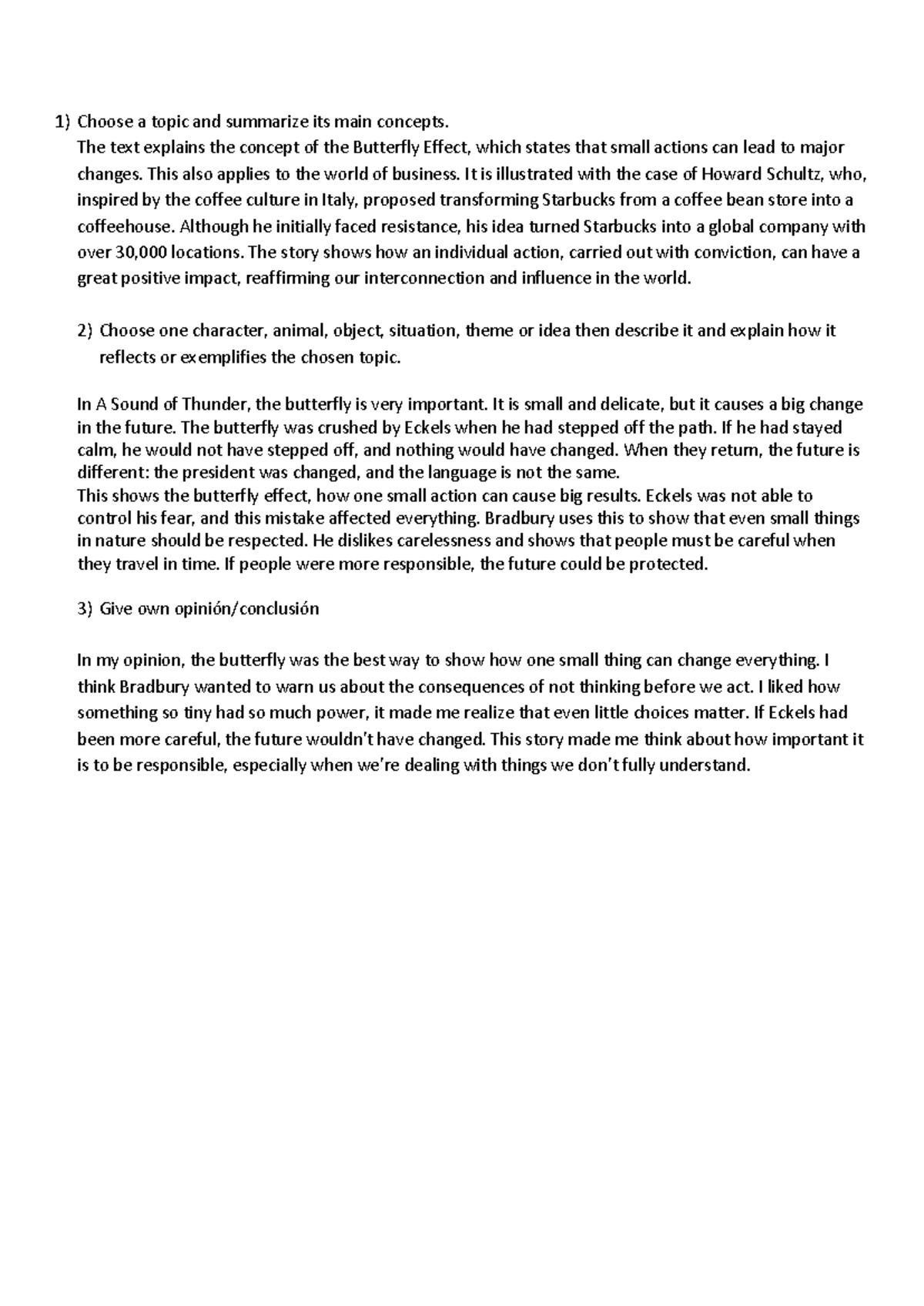 Examining the Butterfly Effect: Insights from A Sound of Thunder - Studocu