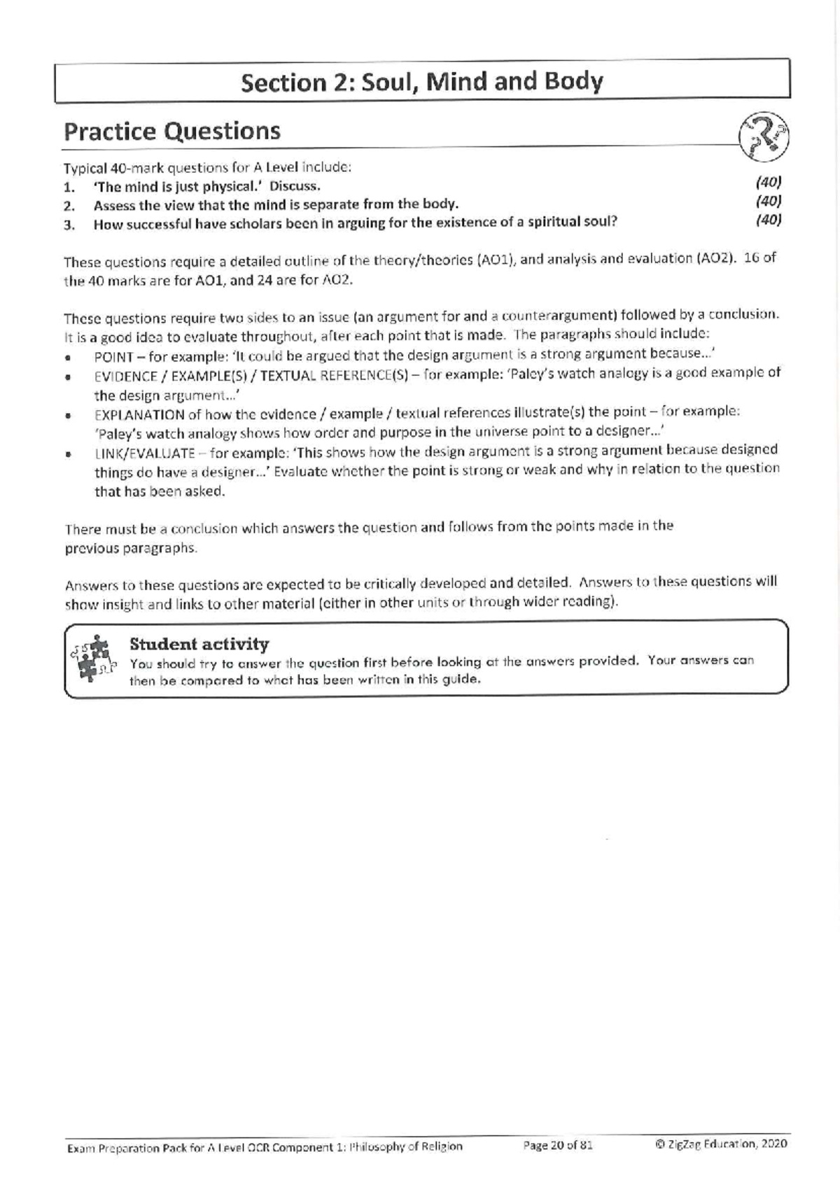 Philosophy 2: Soul, Mind, and Body Exam Practice Questions - Studocu