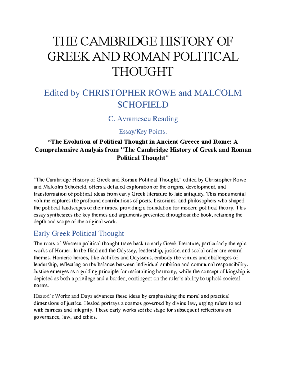 The Evolution of Political Thought in Ancient Greece and Rome: An ...