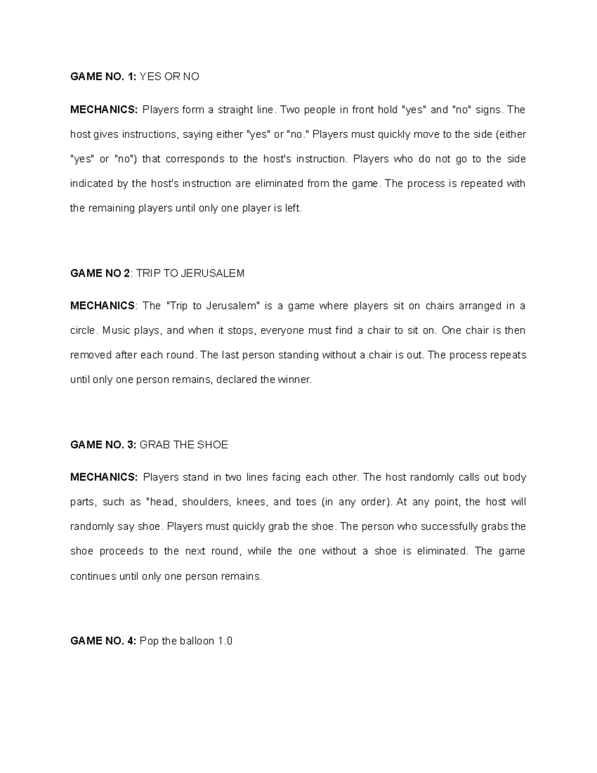 GAME NO. 1: Fun Party Games and Their Mechanics Explained - Studocu