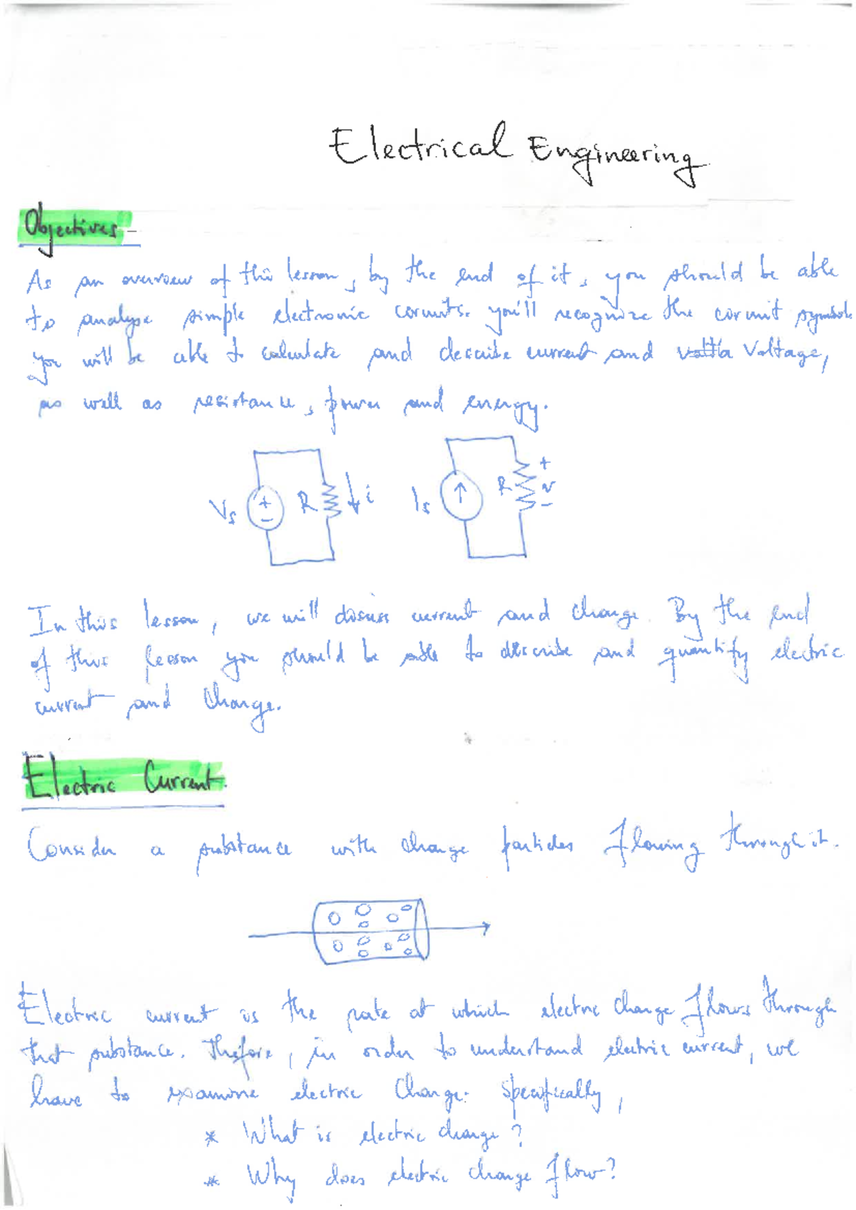 Electrical Engineering Lesson Objectives: Current, Voltage, and Power ...
