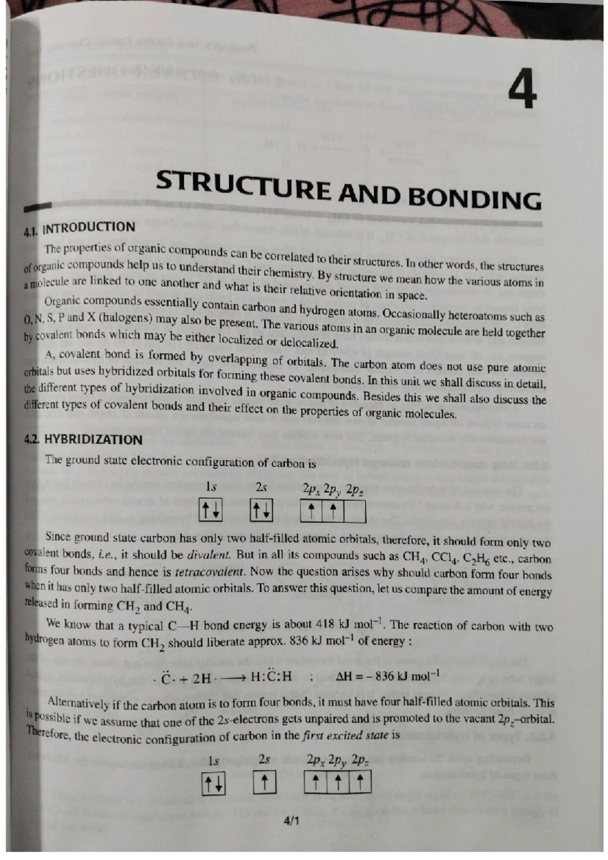 Organic chemistry - 4 STRUCTURE AND BONDING 4. INTRODUCTION The ...