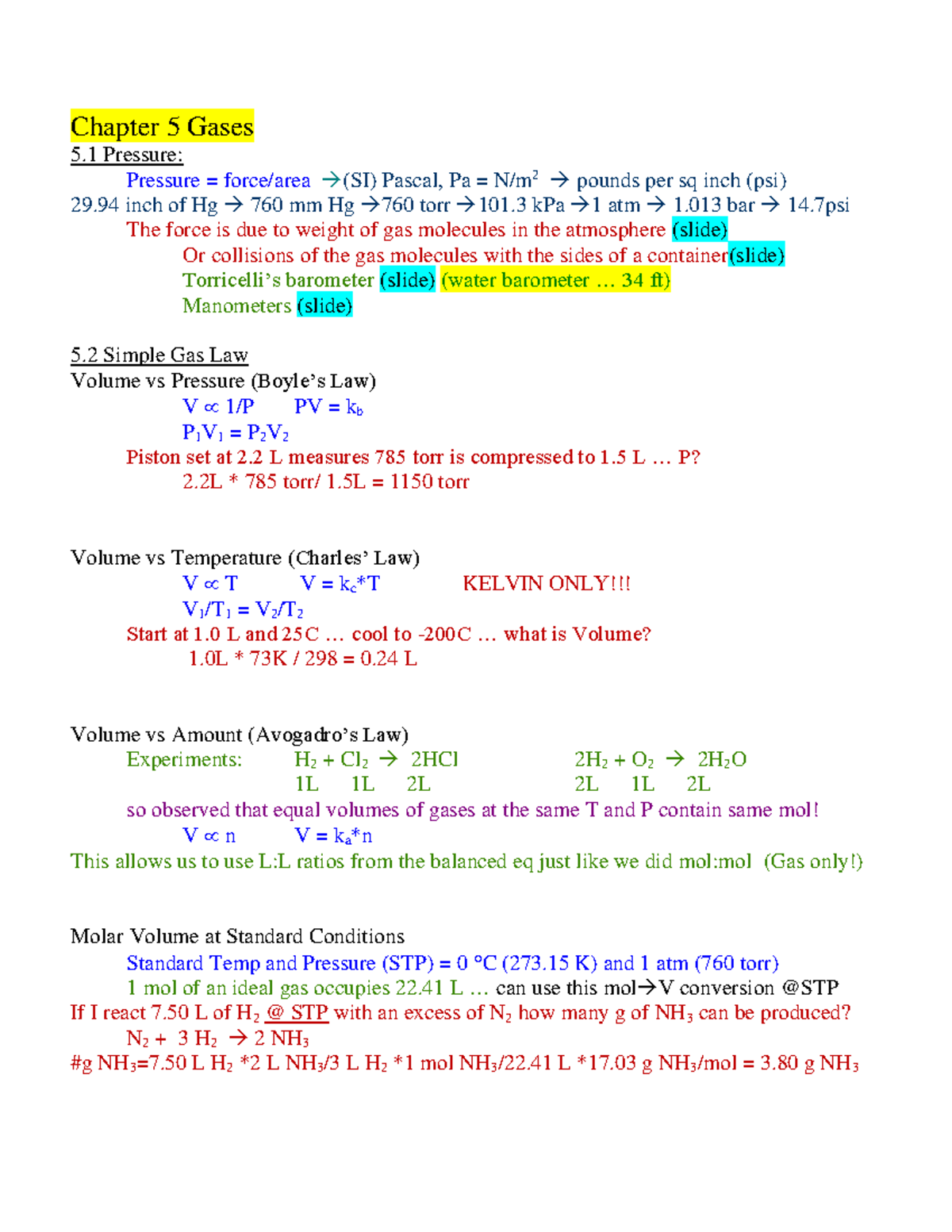 Chapter 5: Gases - Properties, Laws, and Kinetic Molecular Theory - Studocu