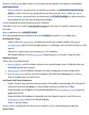Ap psychology unit 7 - Unit 7: Motivation, Emotion, and personality ...