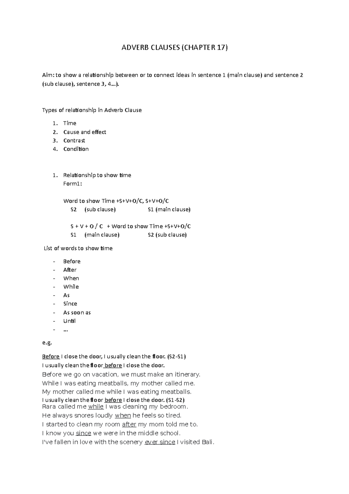 Adverb Clauses - Intermediate Grammar (ENG 101) Lecture Notes - Studocu