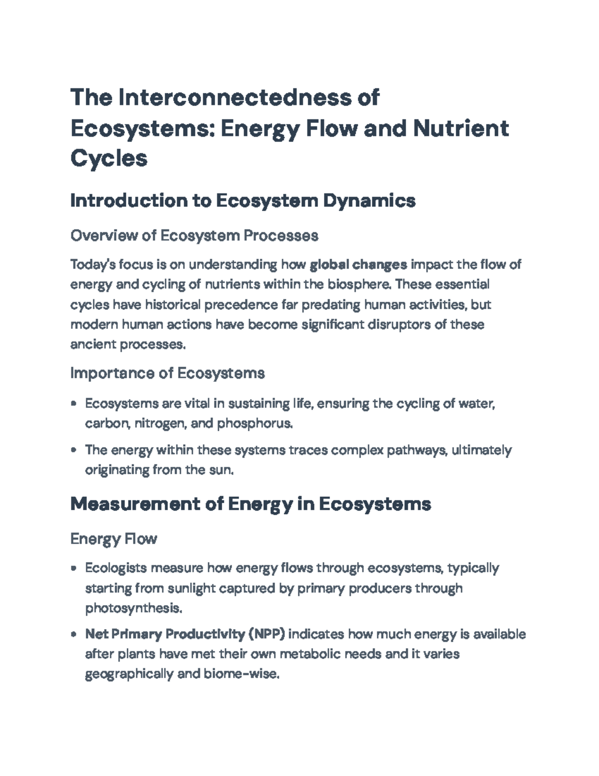 Understanding Ecosystem Dynamics: Energy Flow & Nutrient Cycles - The ...