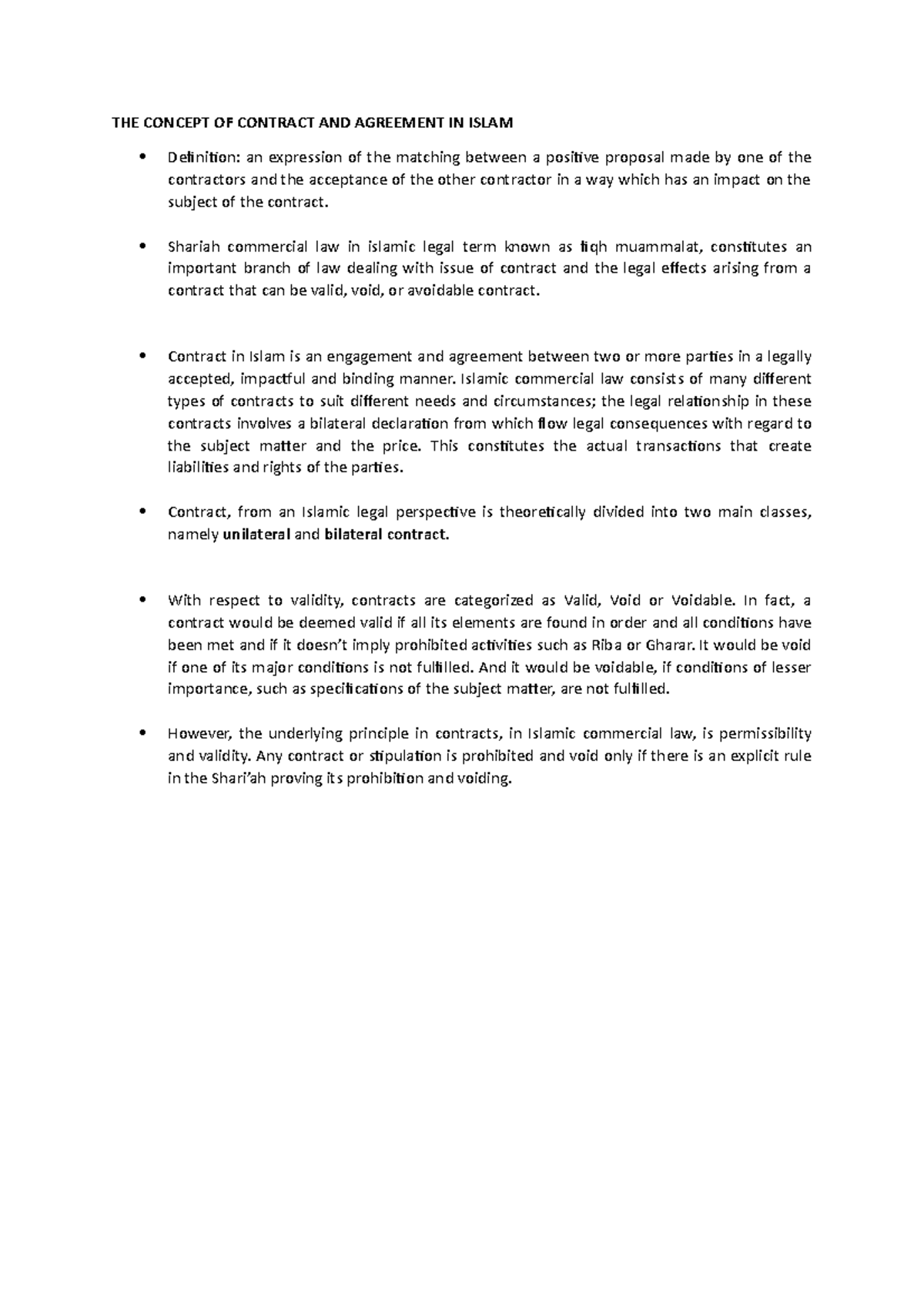 Understanding the Concept of Contract & Agreement in Islam - Studocu